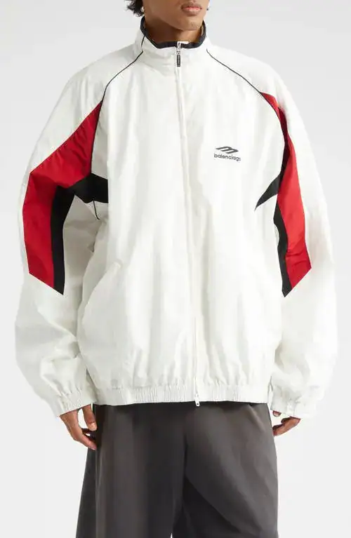 Balenciaga 3b Logo Track Jacket In Lipstick Red - 50% Off